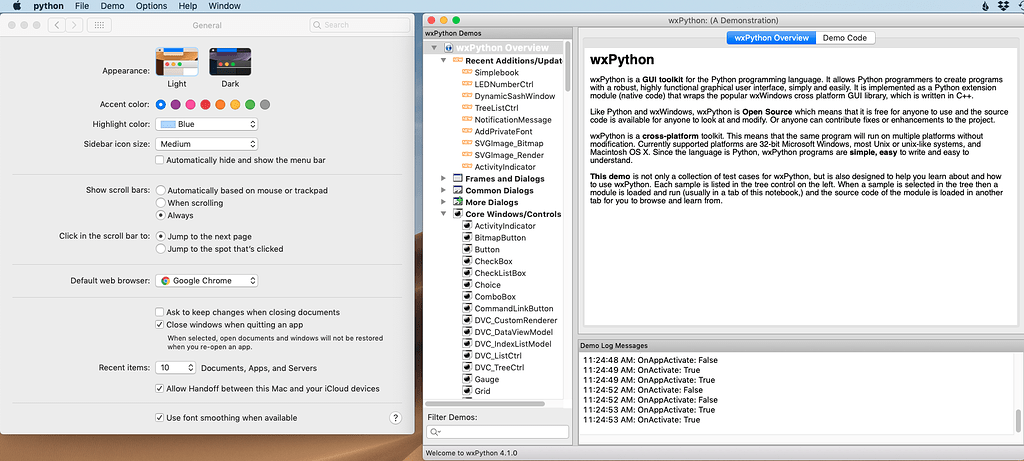 MacOS Dark Mode doesn't work with 4.1.0 - wxPython Users - Discuss wxPython